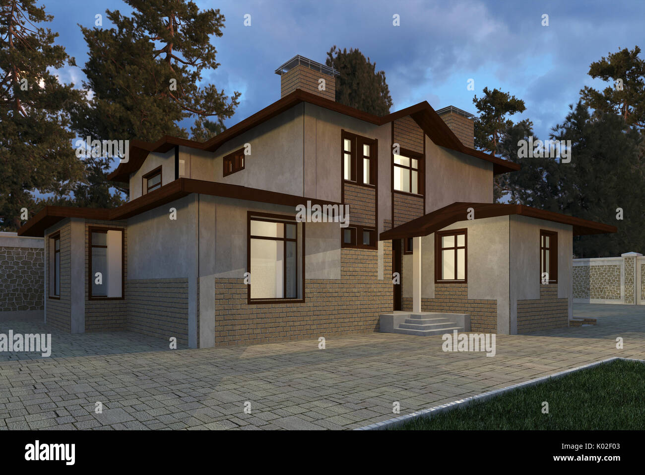 Building Photorealistic Render 3D Illustration Stock Photo - Alamy