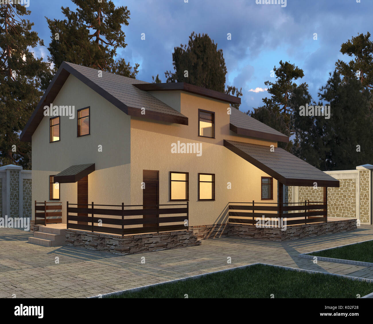Building Photorealistic Render 3D Illustration Stock Photo - Alamy