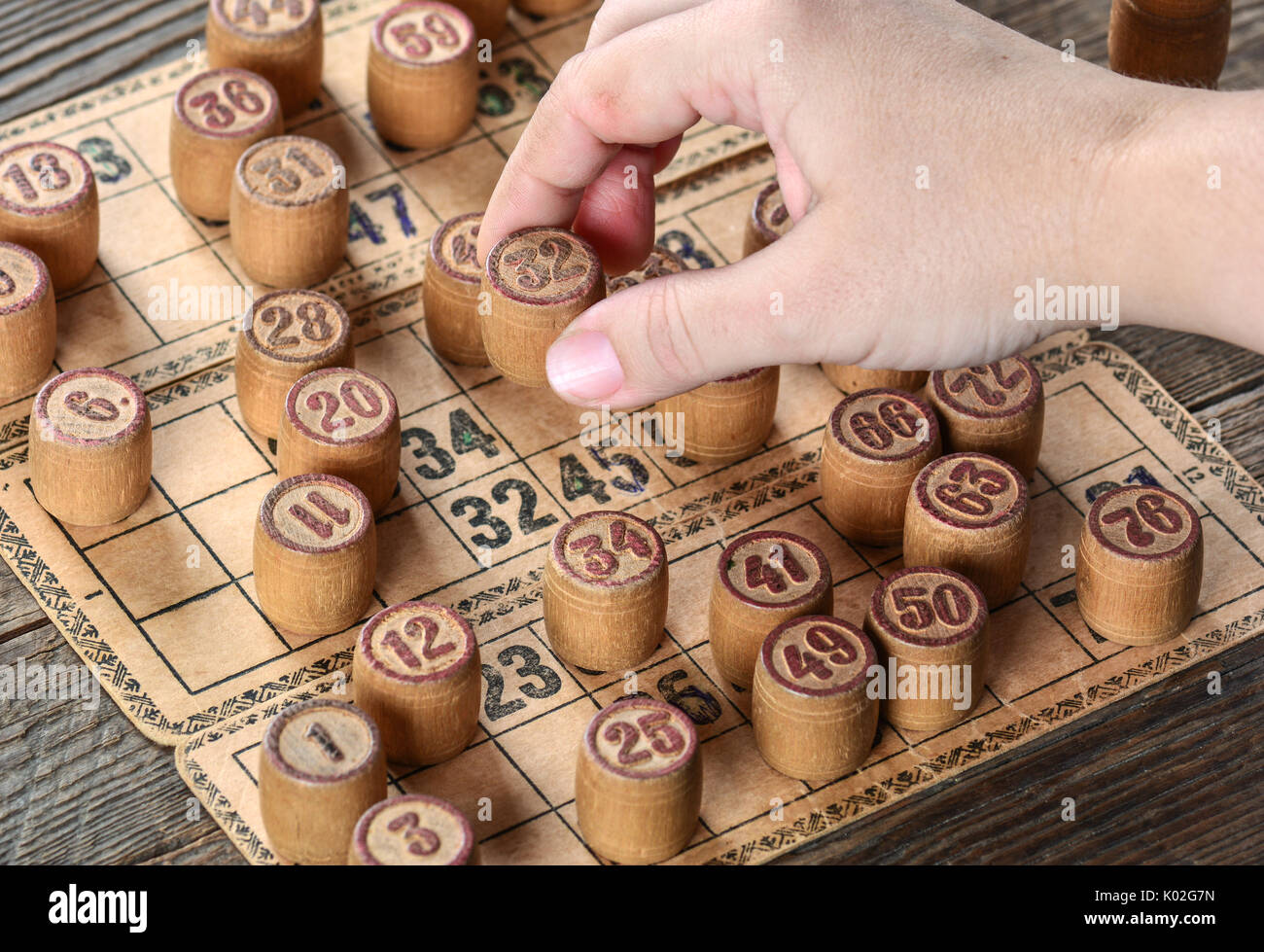 Vintage lotto board game kegs and cards Stock Photo - Alamy