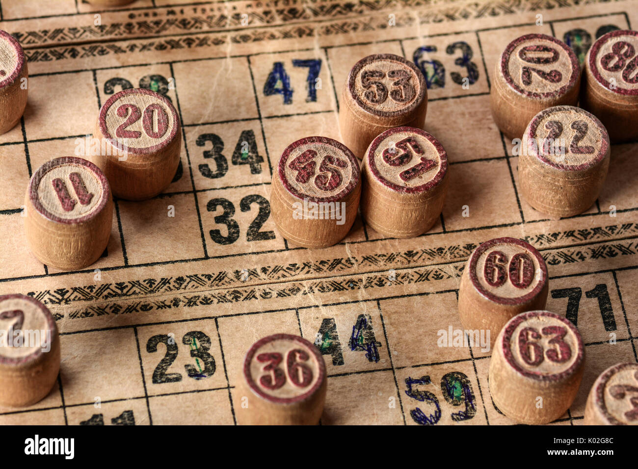 Vintage lotto board game kegs and cards Stock Photo - Alamy