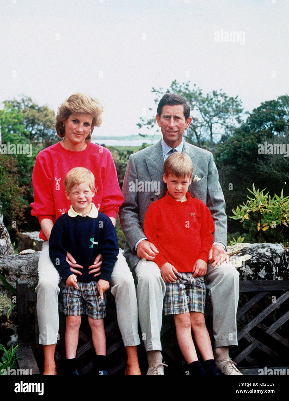 File photo dated 01/06/89 of the Prince and Princess of Wales with sons ...