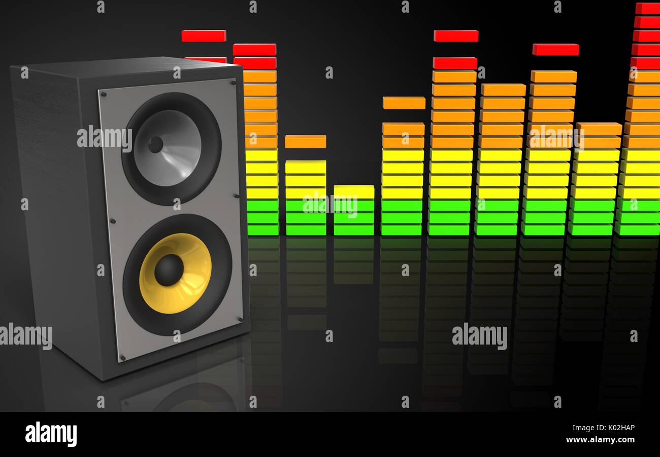 3d illustration of sound system over black background Stock Photo - Alamy