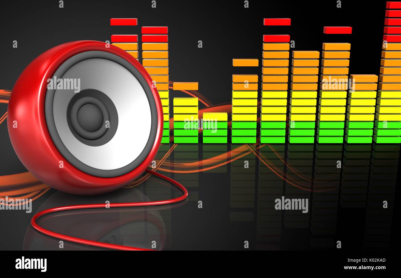 3d illustration of speaker over sound wave orange background Stock ...