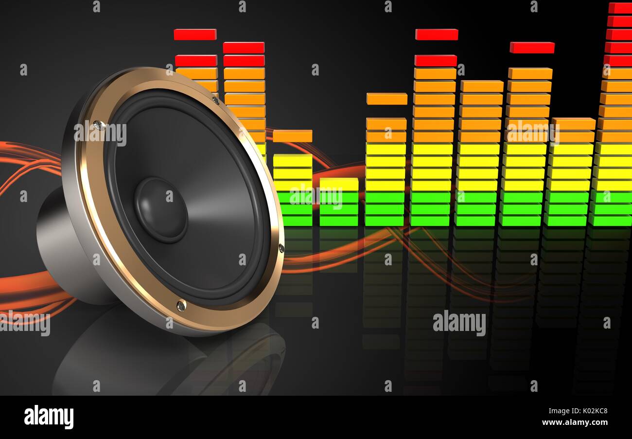 3d illustration of loud speaker over sound wave orange background Stock ...
