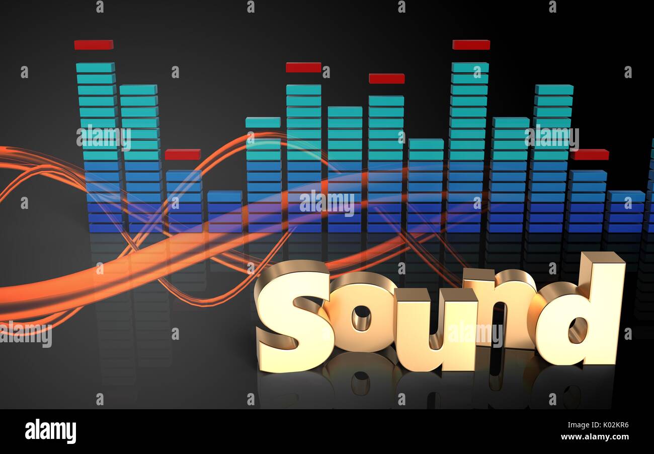3d illustration of 'sound' sign over sound wave orange background Stock ...