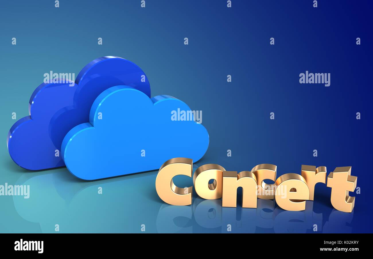 3d illustration of clouds over blue gradient background with concert ...