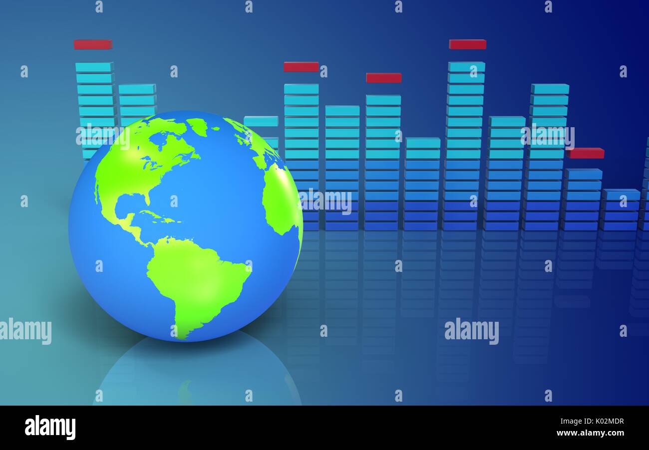 3d illustration of earth globe over blue gradient background Stock ...
