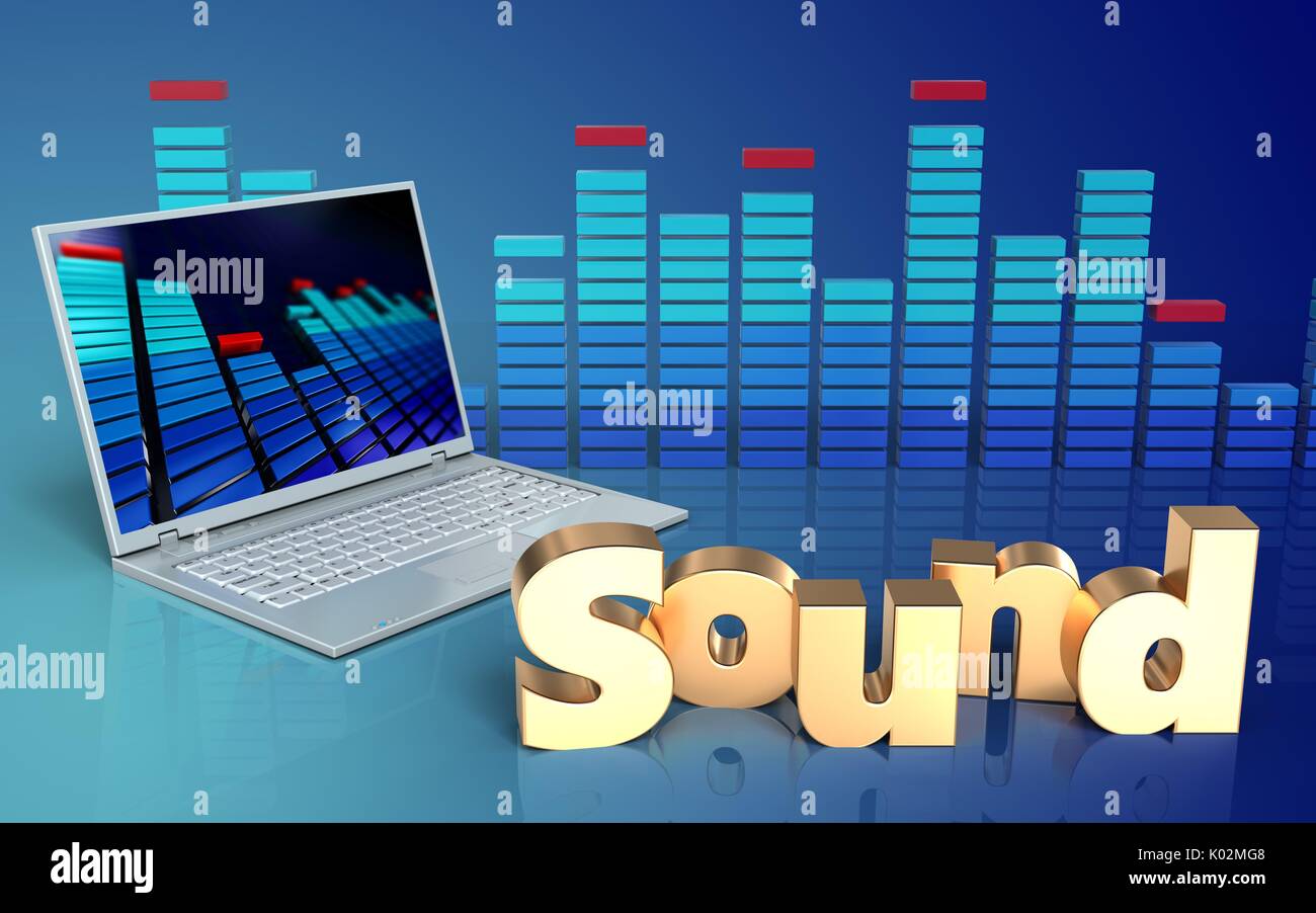 3d illustration of laptop computer over blue gradient background with ...