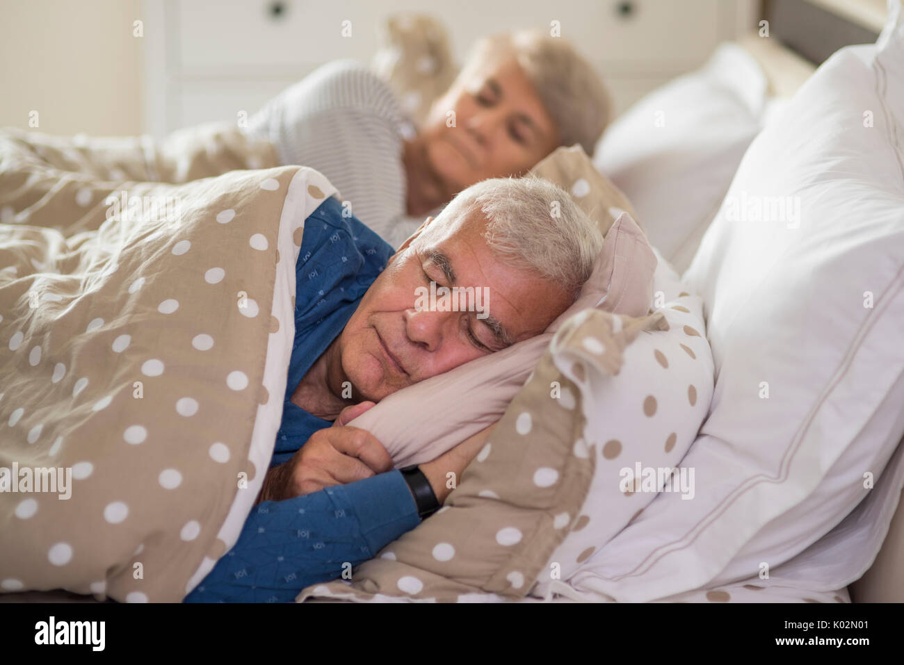Calm facial expression of sleeping senior marriage Stock Photo - Alamy
