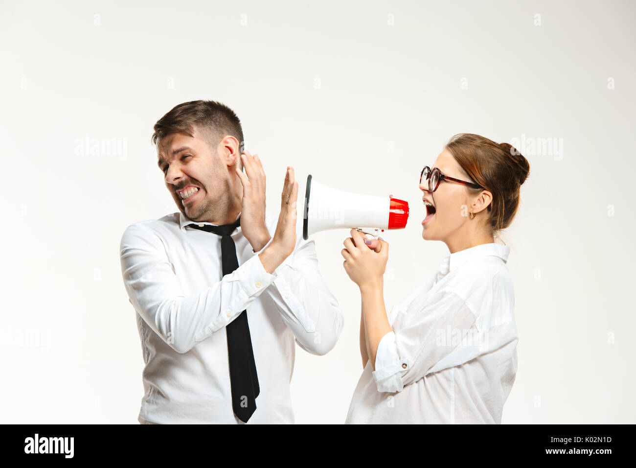 Listening, Megaphone, Shouting Stock Photo - Alamy