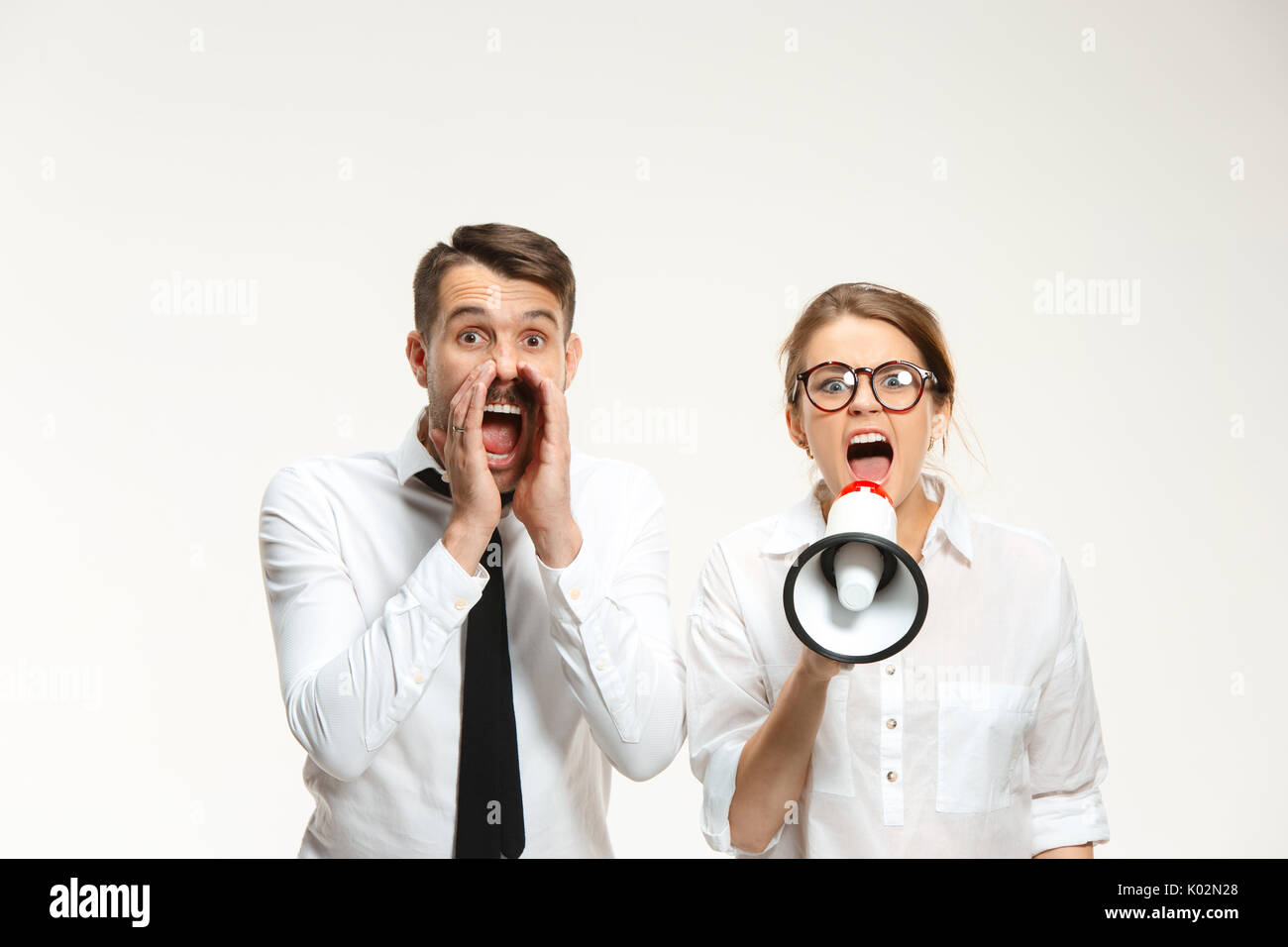 Listening, Megaphone, Shouting Stock Photo - Alamy