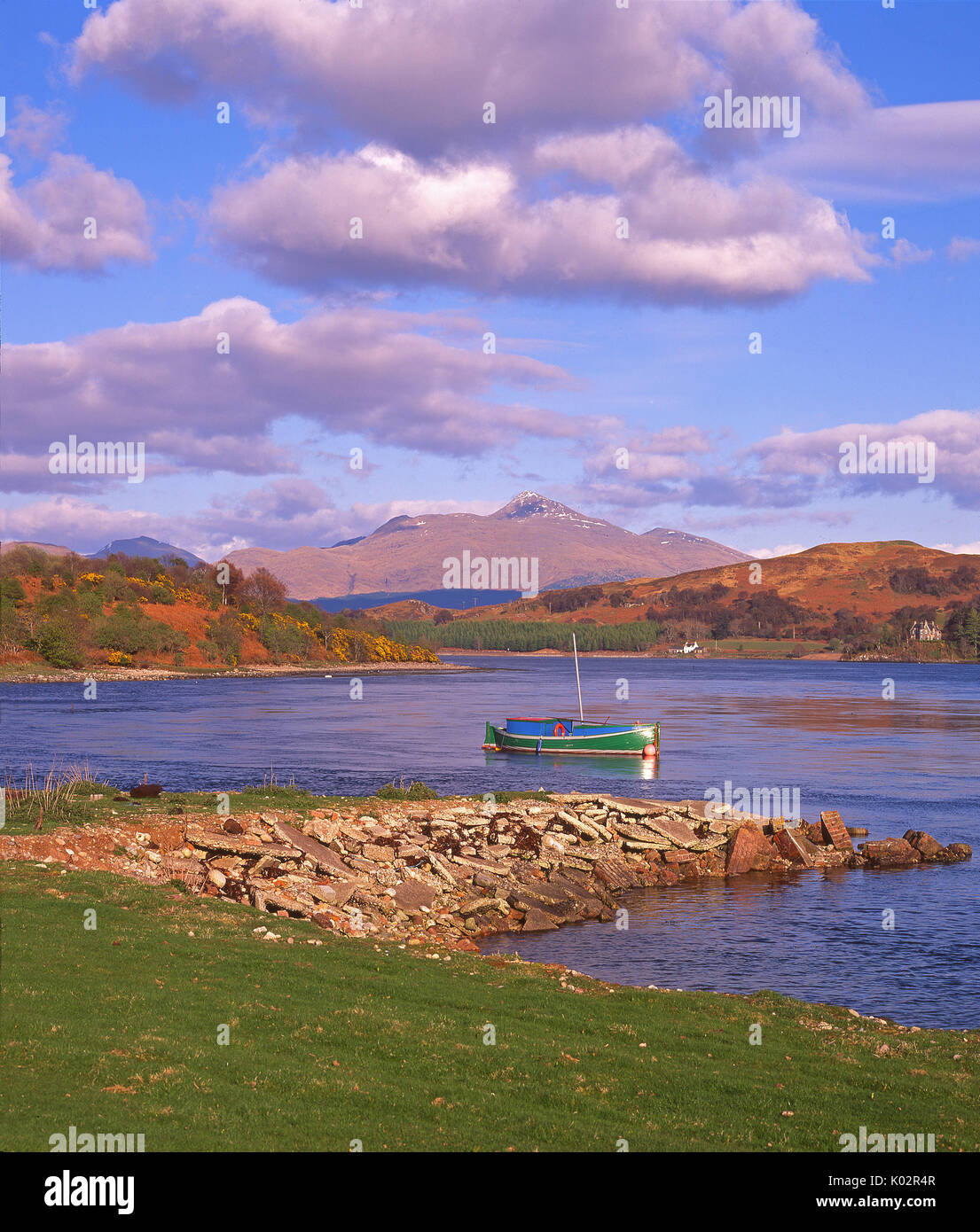 Early spring view from the shore of Loch Etive towards Ben Cruachan ...