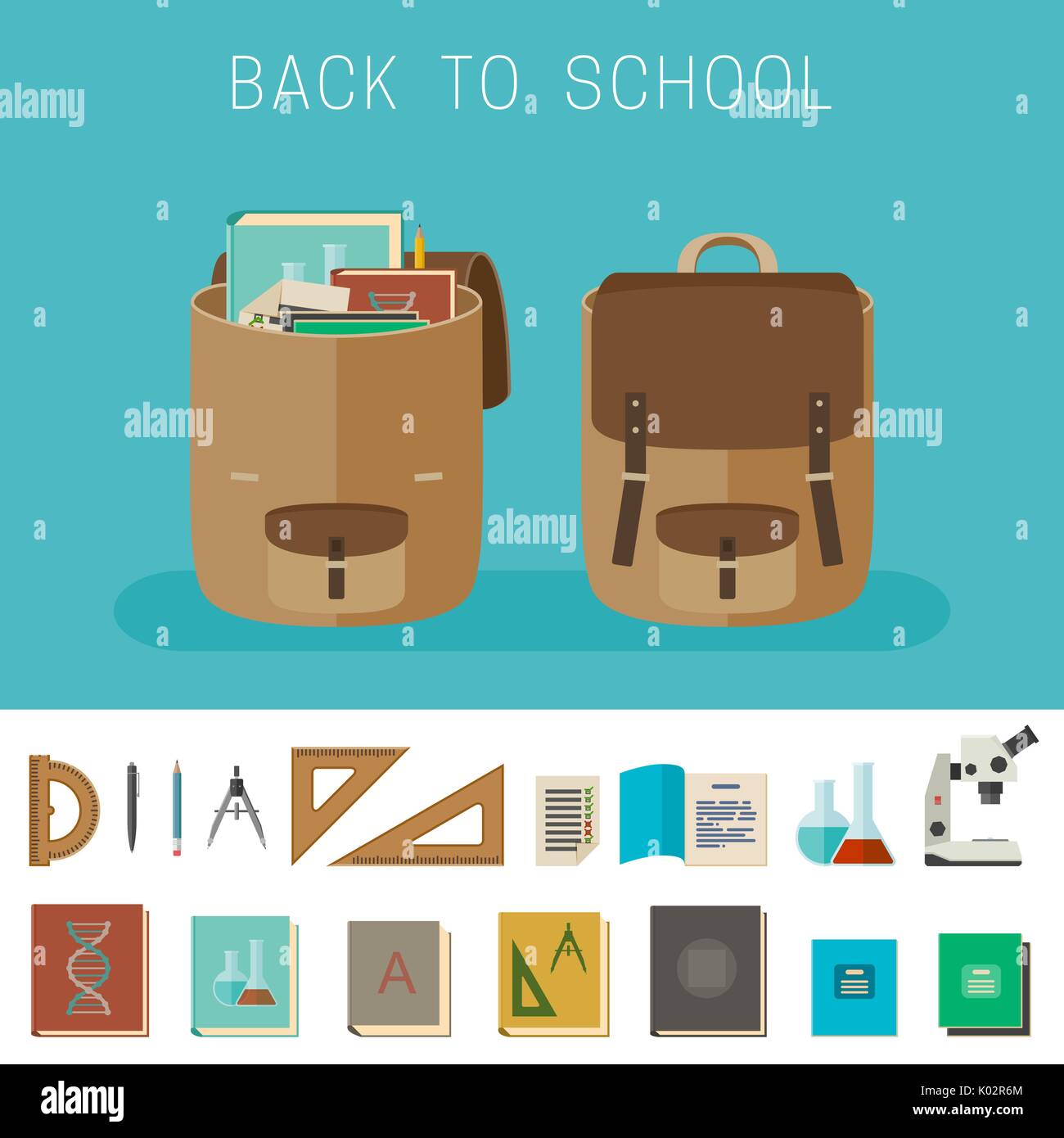 School bag blue equipment Stock Vector Images - Alamy
