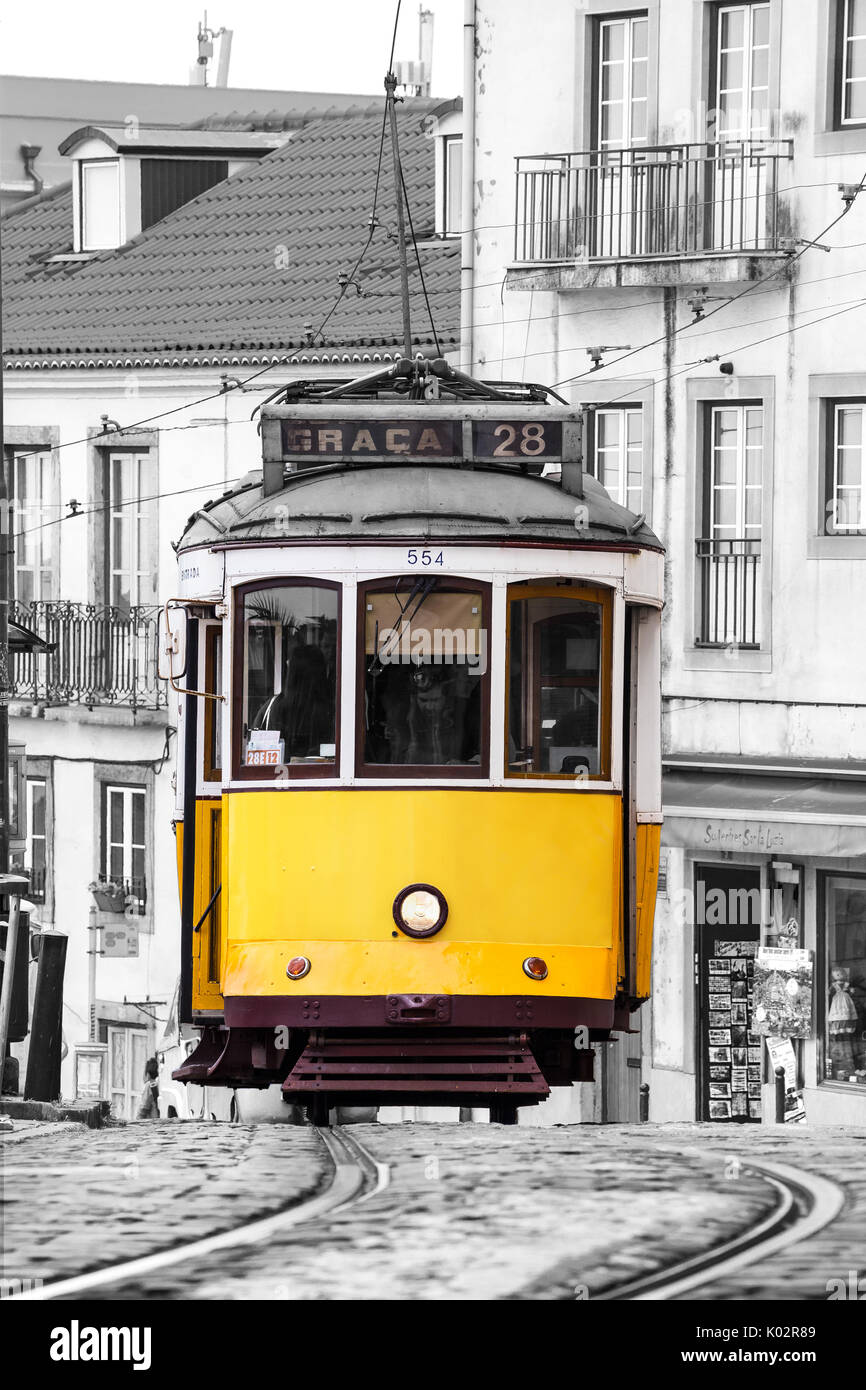 The famous tram 28 in Lisbon, Portugal Stock Photo - Alamy