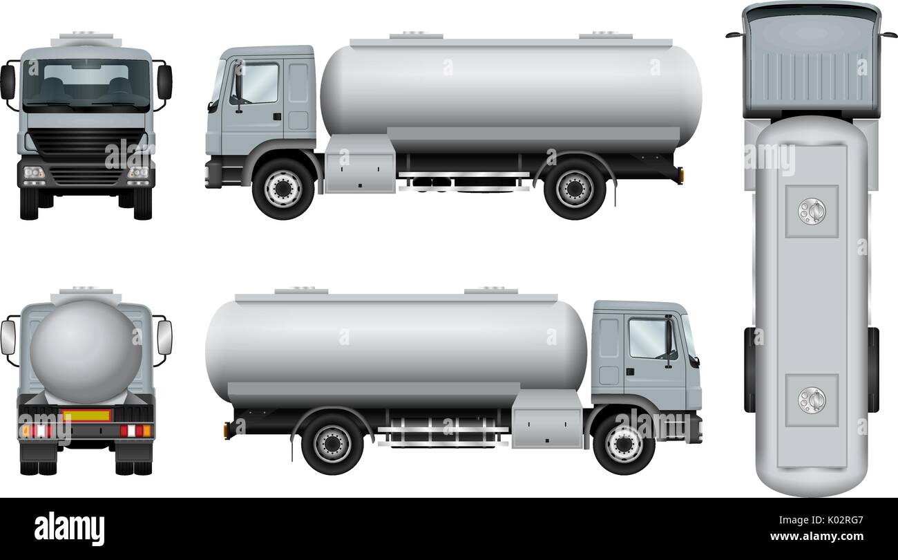 Truck with tank trailer. Tanker car template. The ability to easily ...
