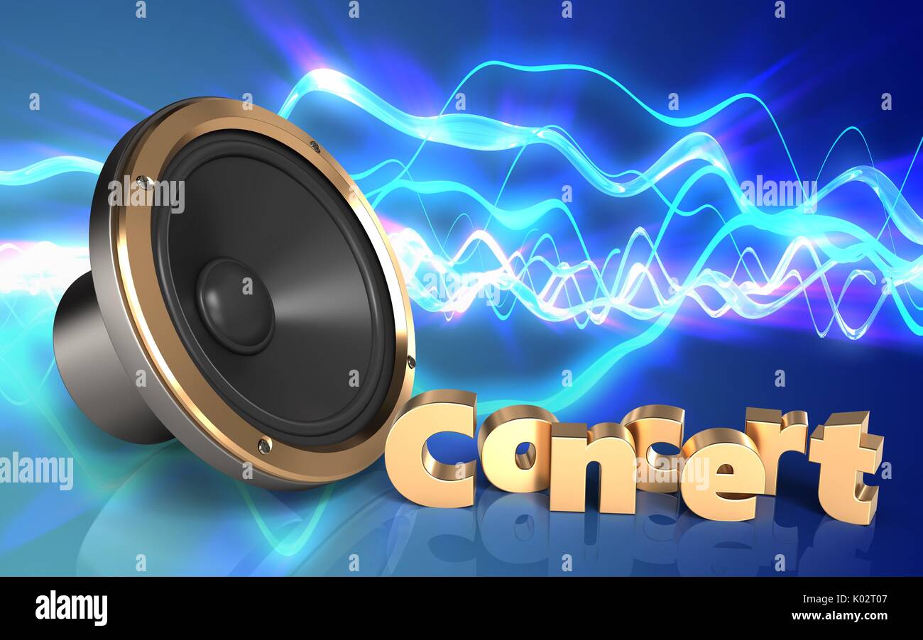 3d illustration of loud speaker over sound waves blue background with ...