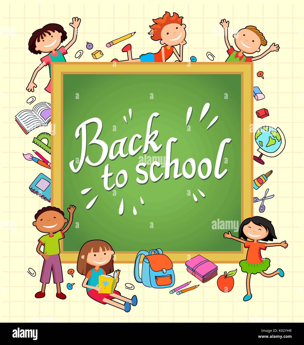 banner kid child Funny cartoon character. Vector illustration Stock ...