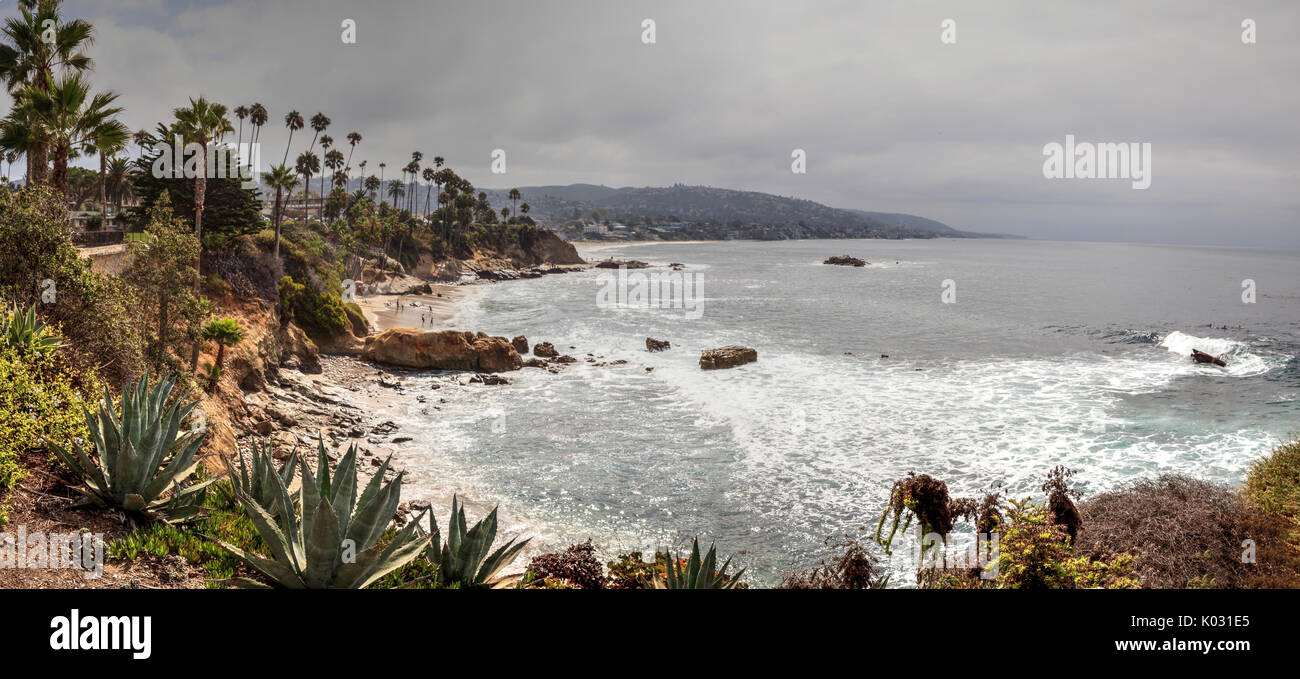 Overcast Summer sky over Main Beach in Laguna Beach, California Stock ...