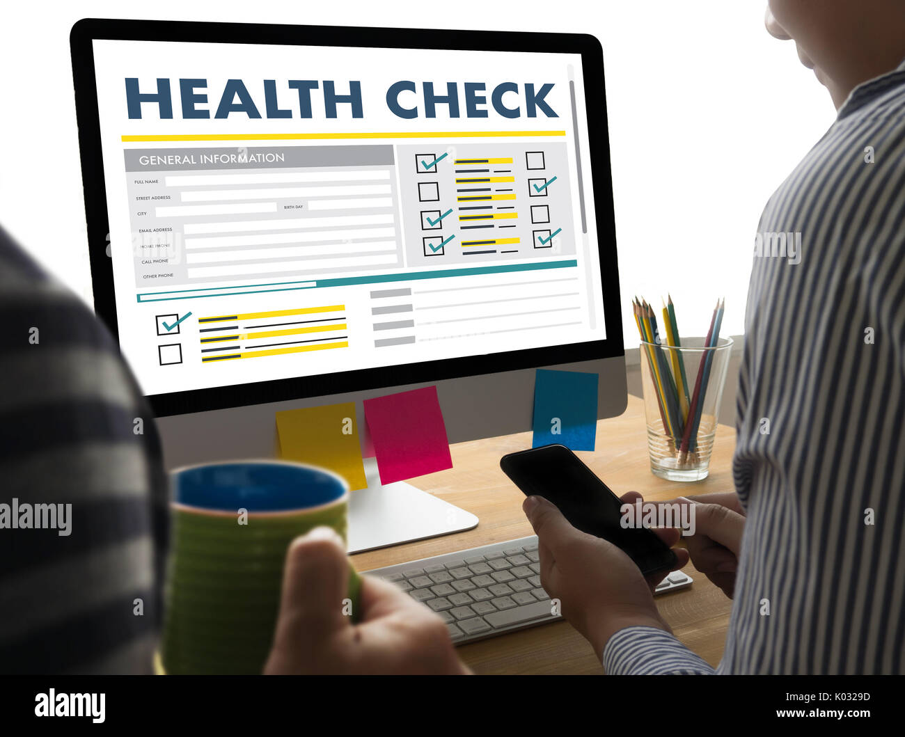 Digital HEALTH CHECK Concept working with computer interface as medical ...