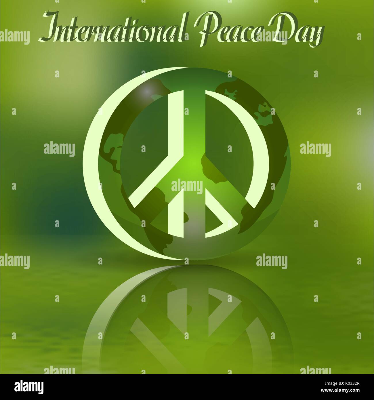 Volumetric sign for the Day of Peace. Green World. Vector illustration ...