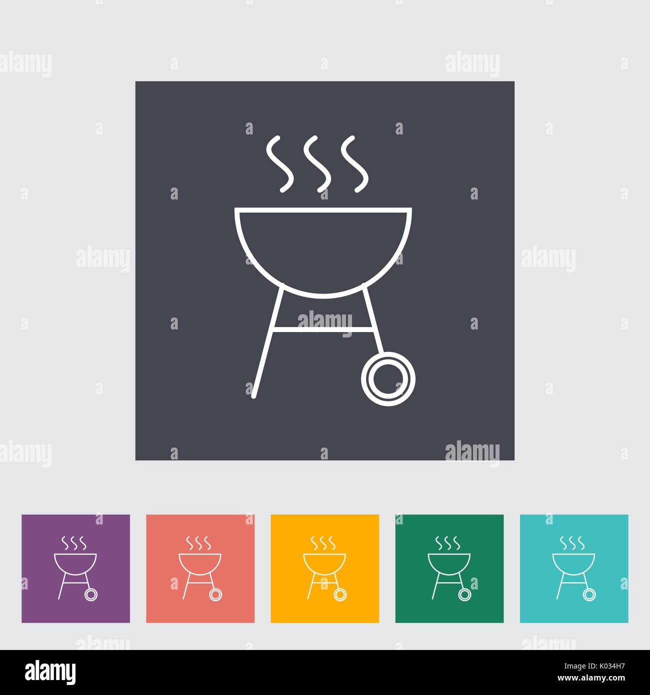 BBQ outline icon on the button. Vector illustration Stock Vector Image ...