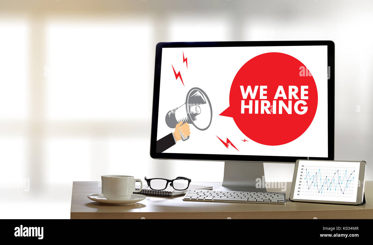 WE ARE HIRING Human Resources Interview professionals working fine Recruitment Job Stock Photo ...