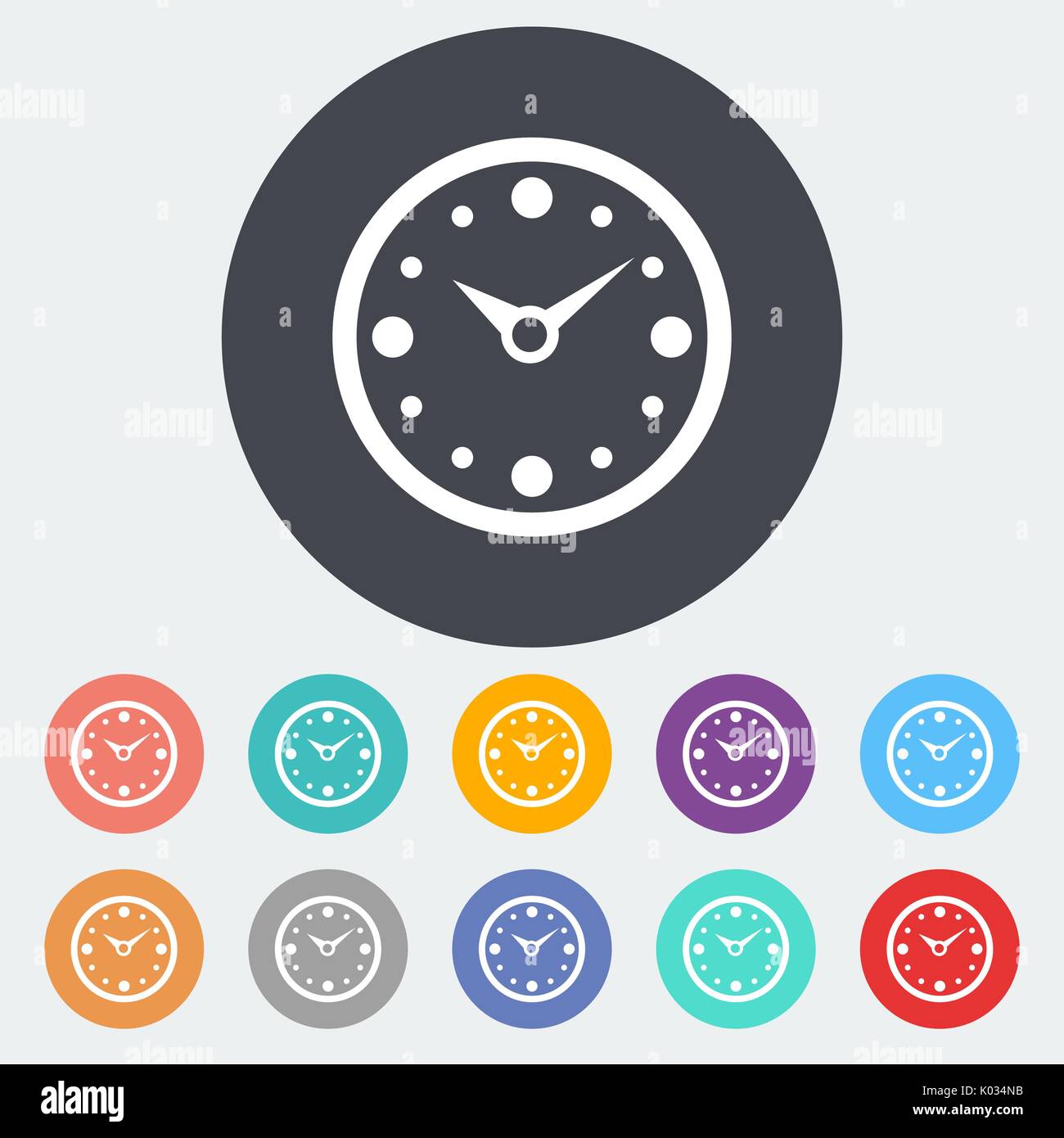Clock. Single flat icon on the circle. Vector illustration Stock Vector ...