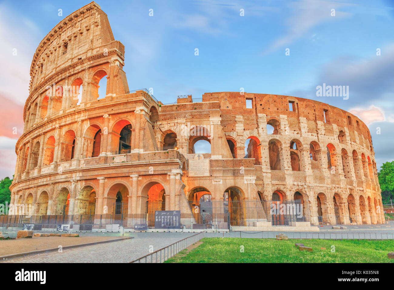 Beautiful landscape of the Colosseum in Rome- one of wonders of the ...