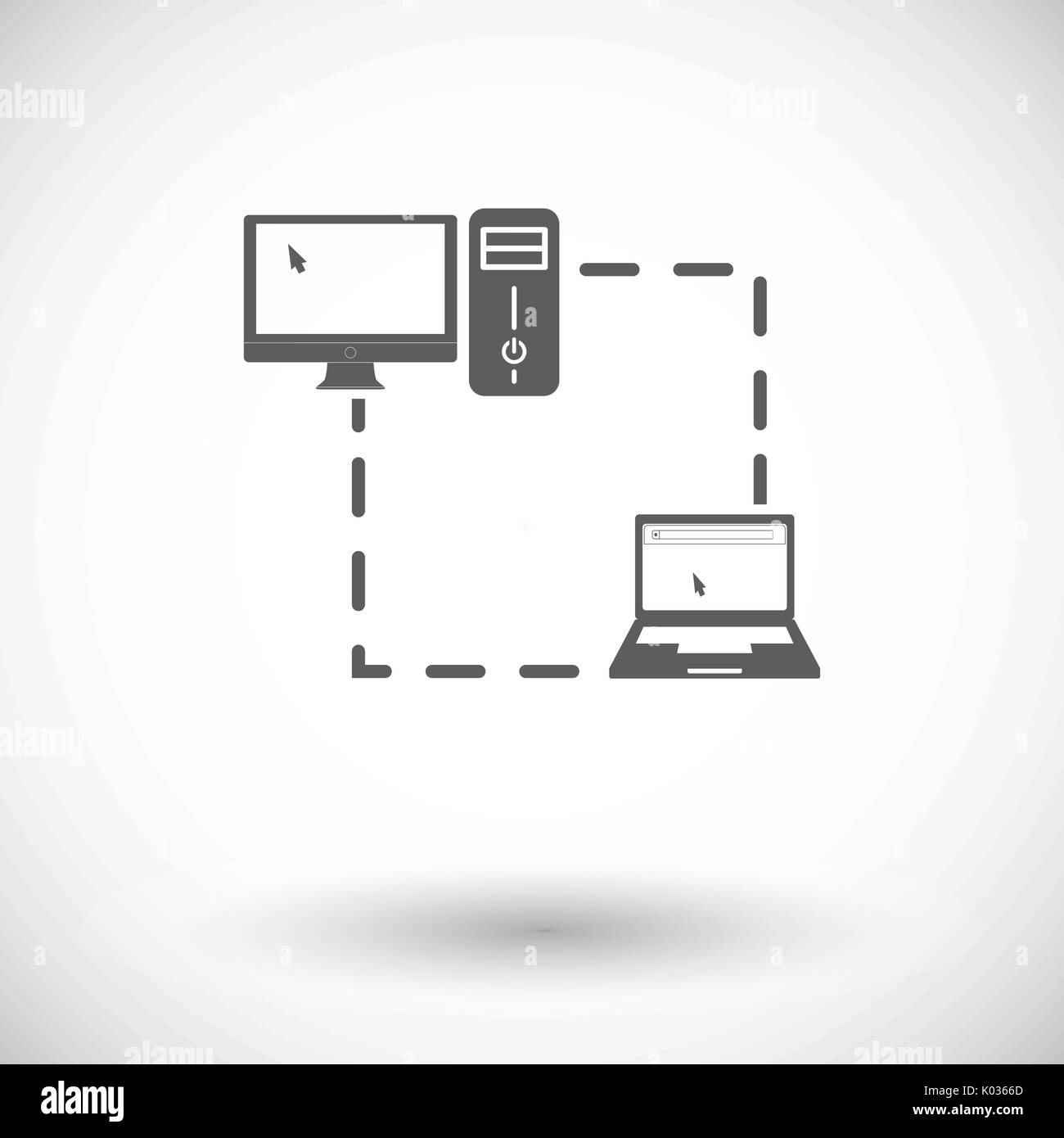 Computer sync. Single flat icon on white background. Vector ...