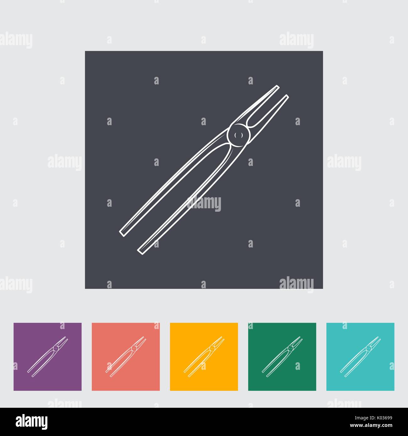 Tong. Single flat icon on the button. Vector illustration Stock Vector ...