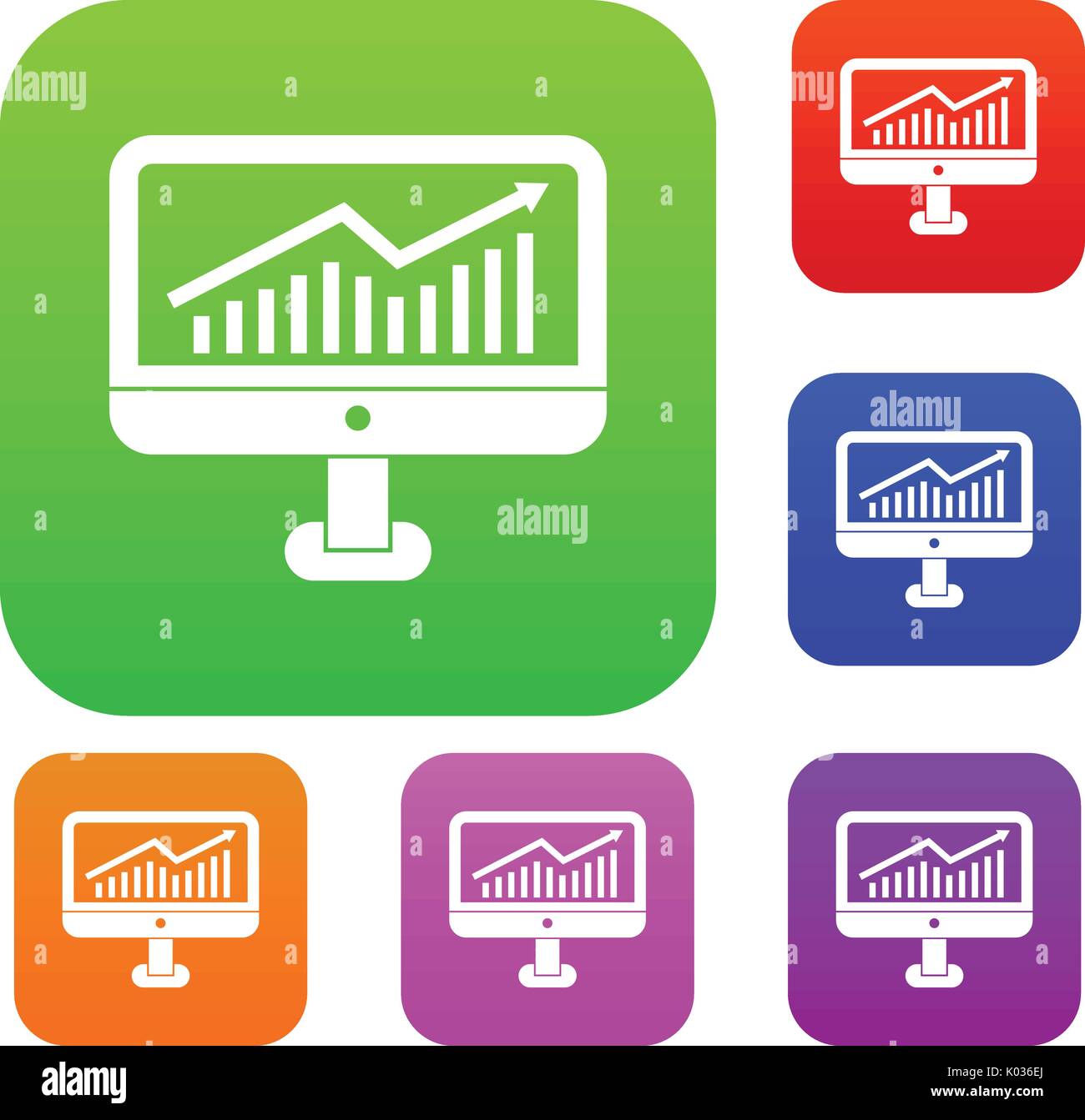 Growth graph on the computer monitor set collection Stock Vector Image ...