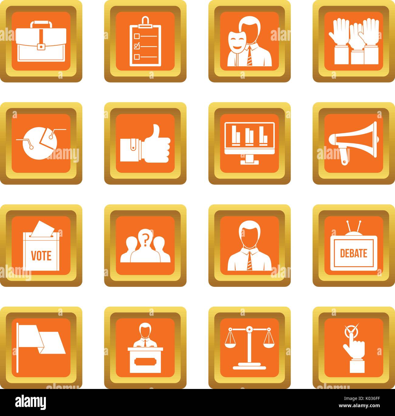 Election voting icons set orange Stock Vector Image & Art - Alamy