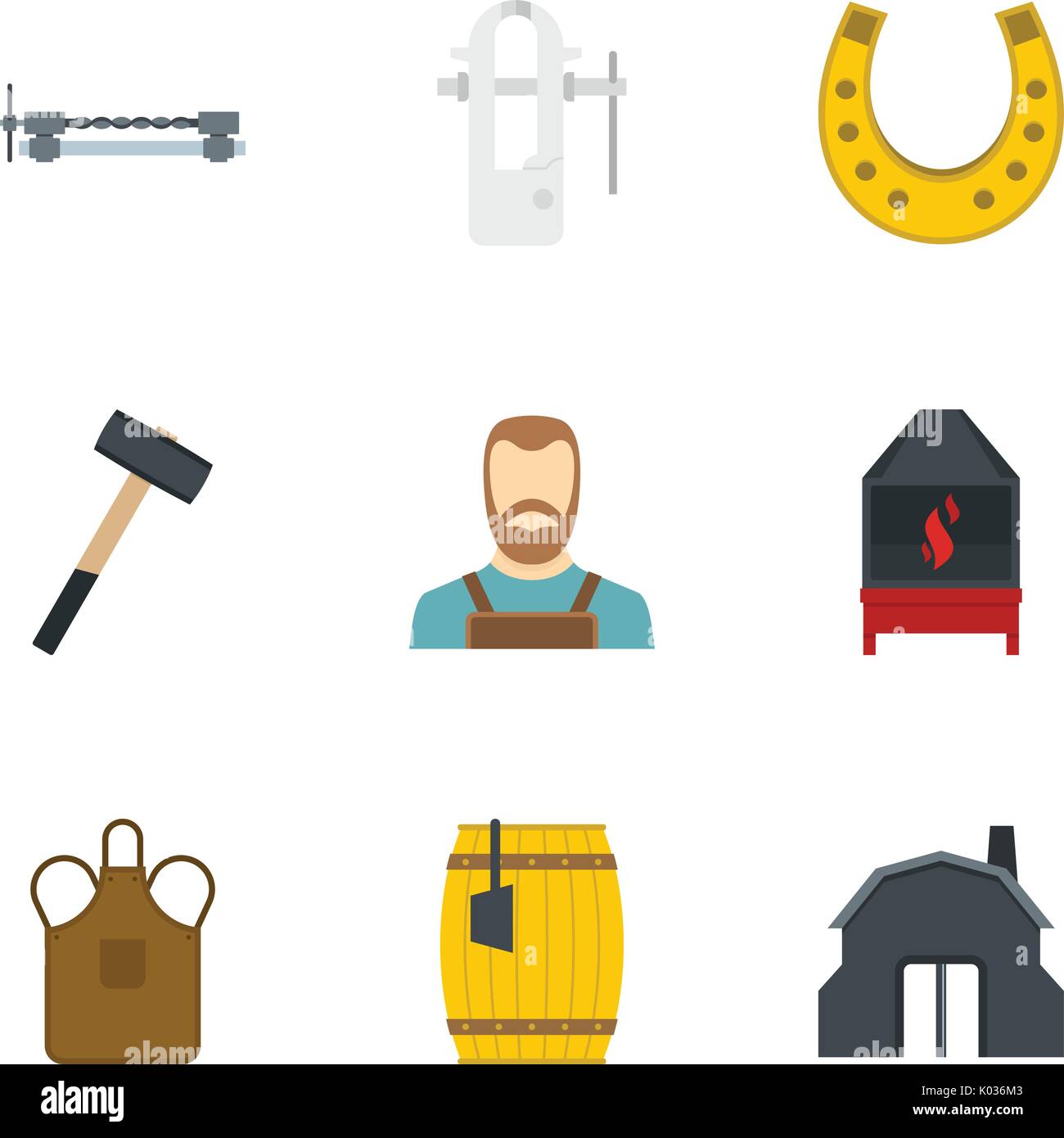 Blacksmith icon set, flat style Stock Vector Image & Art - Alamy