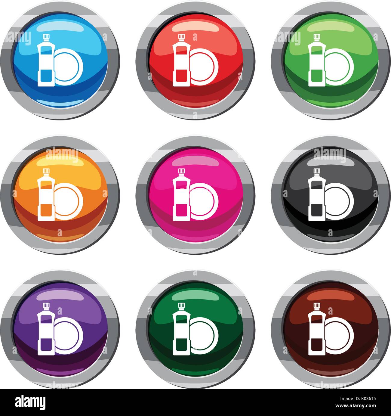 Dishwashing liquid detergent and dish set 9 collection Stock Vector ...