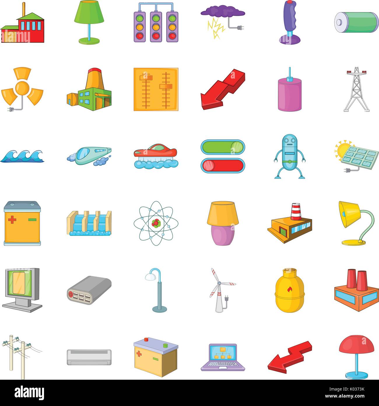 Electricity tower icons set, cartoon style Stock Vector Image & Art - Alamy