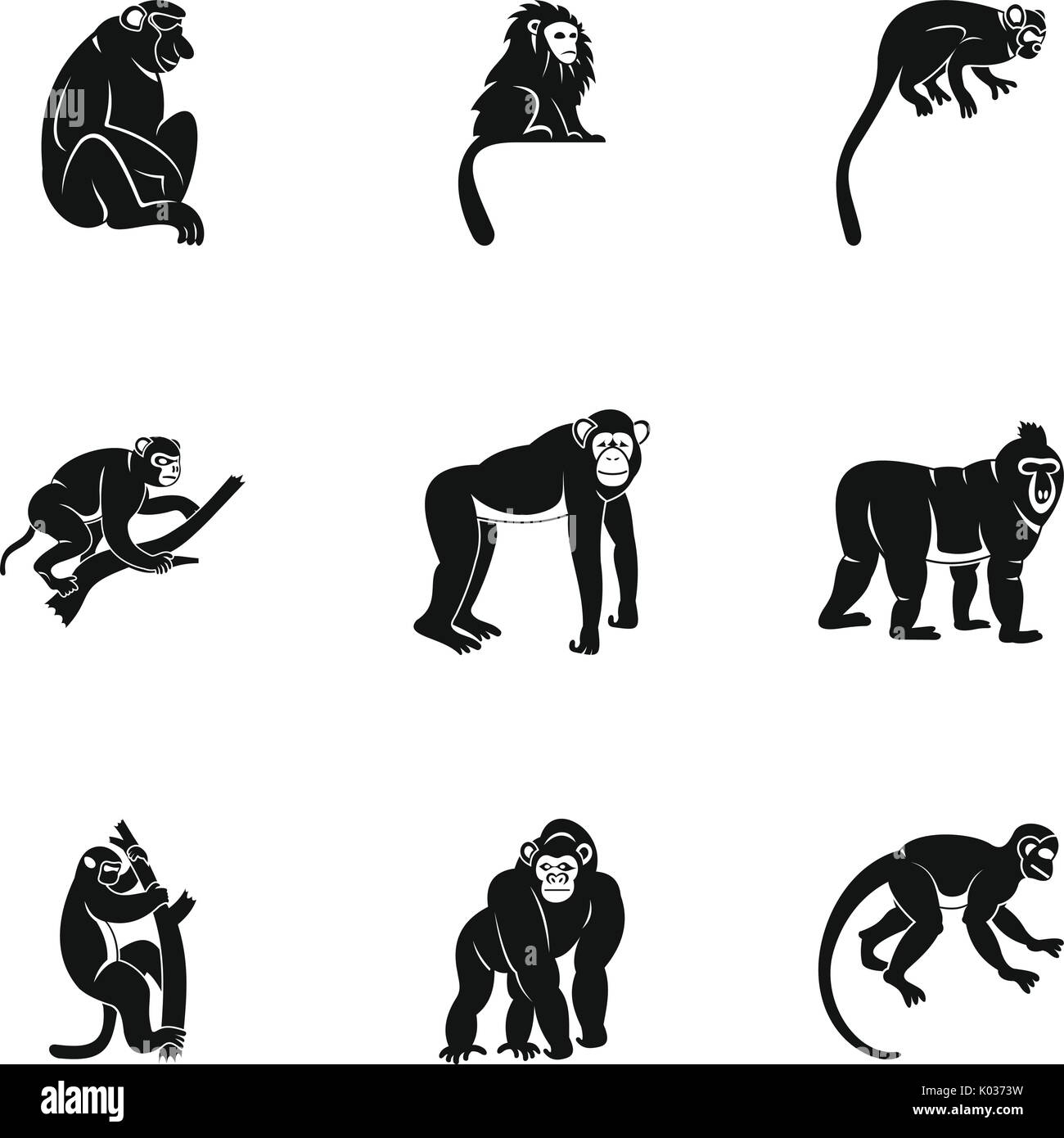 Different monkey icon set, simple style Stock Vector Image & Art - Alamy