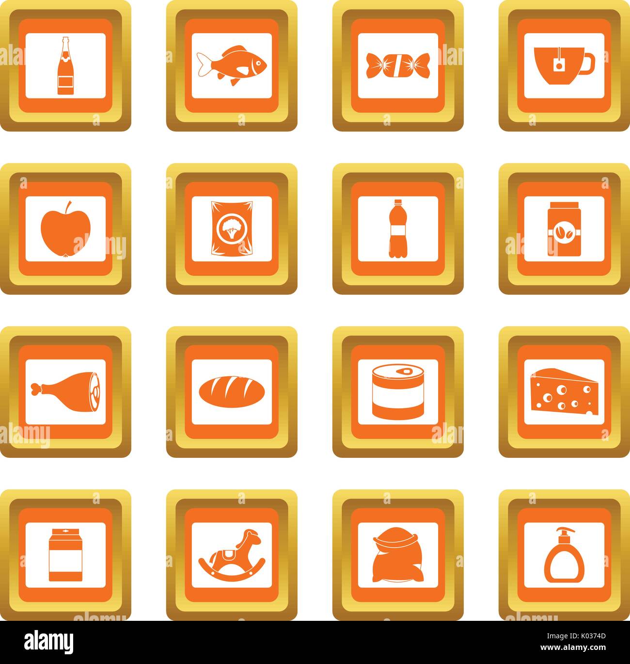 Shop navigation foods icons set orange Stock Vector Image & Art - Alamy