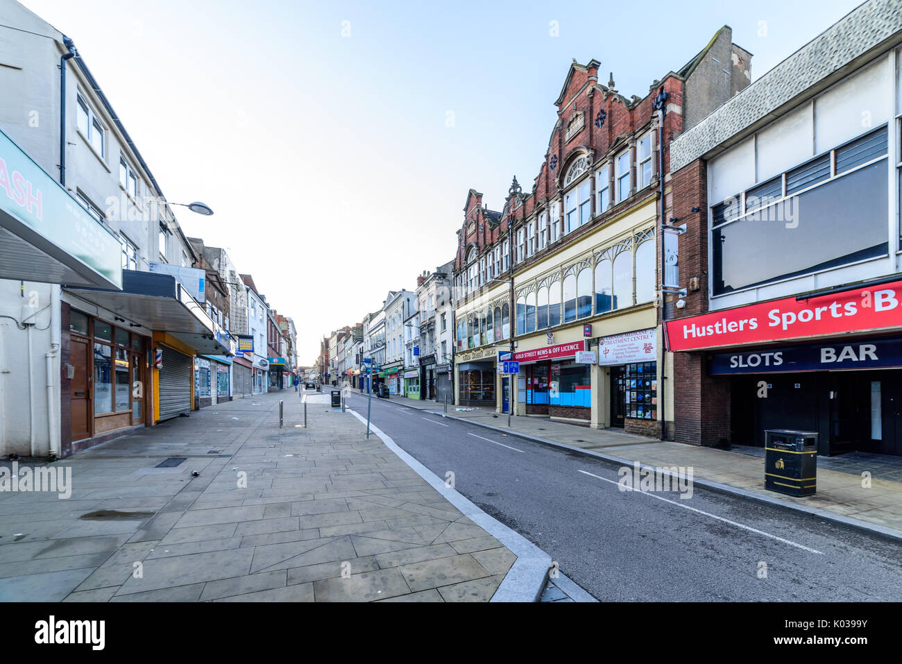 Northampton, UK - Aug 10, 2017: Clear Sky morning view of Gold Street ...