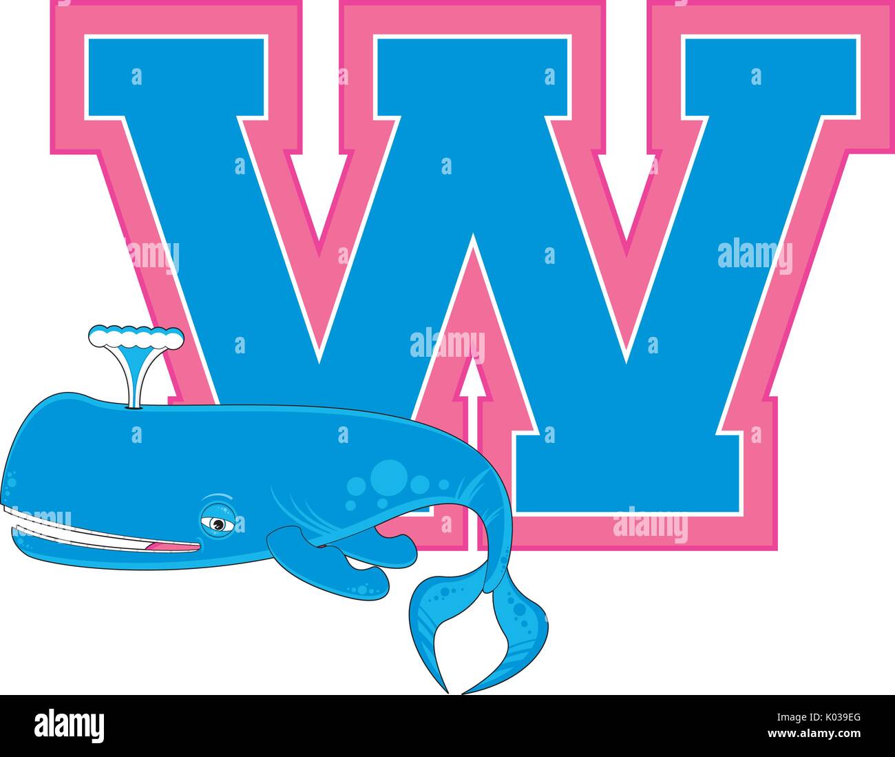 W is for Whale Alphabet Learning Illustration Stock Vector Image & Art ...