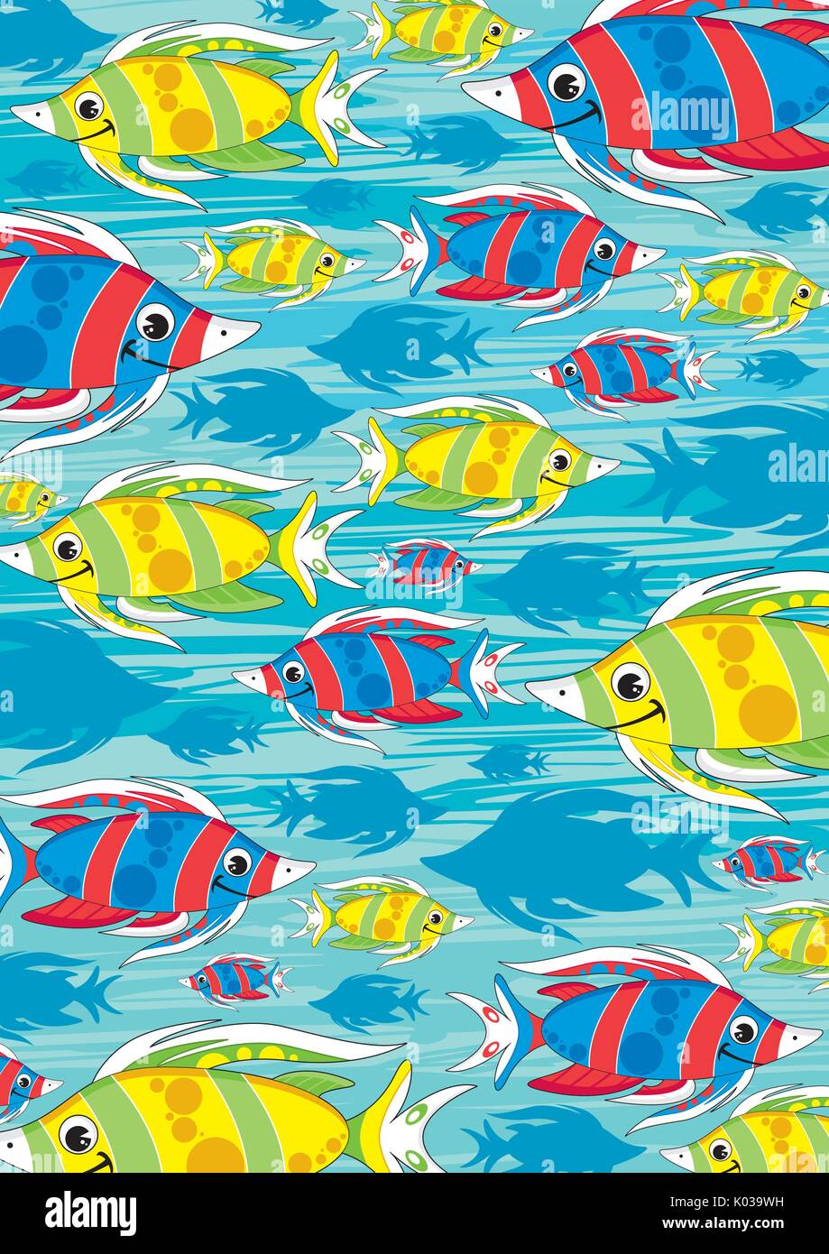 Cartoon Tropical Fish Pattern Vector Illustration Stock Vector Image ...