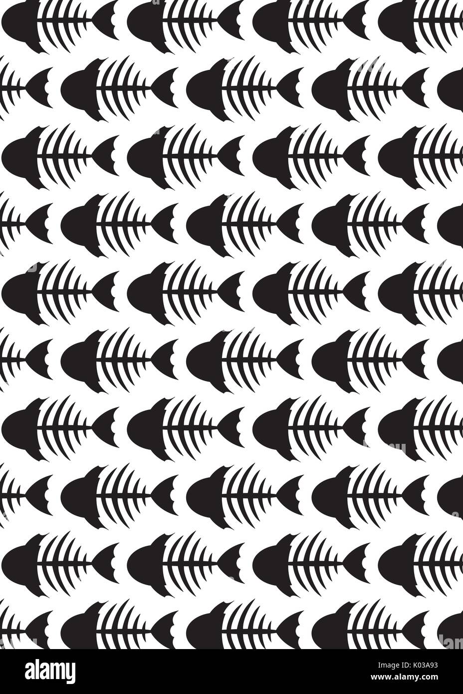 Cartoon Fishbone Silhouette Patterned Vector Illustration Stock Vector ...