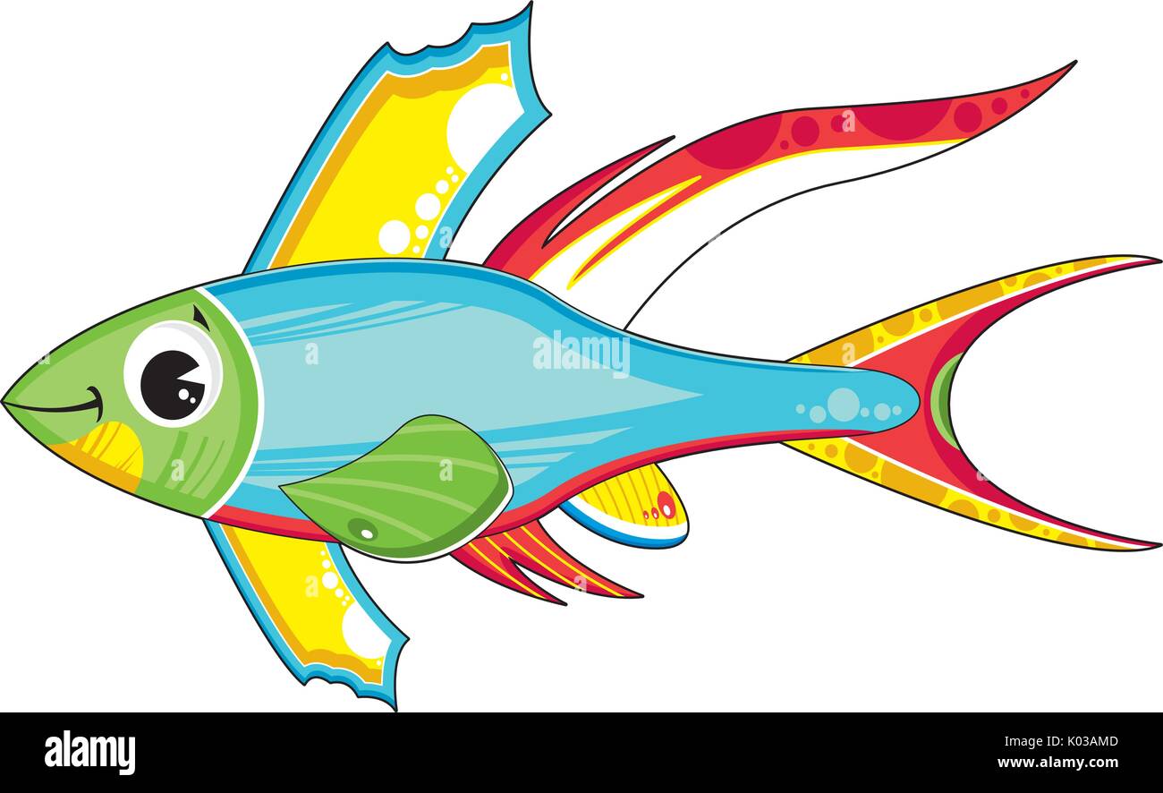 Cute Cartoon Tropical Fish Vector Illustration Stock Vector Image & Art ...