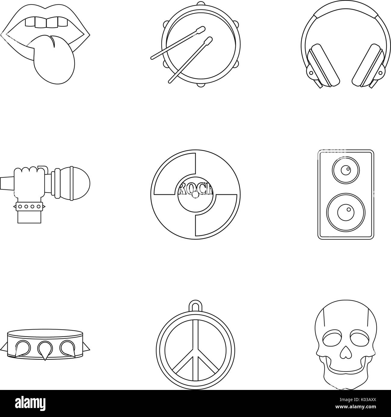 Rock music icon set, outline style Stock Vector Image & Art - Alamy