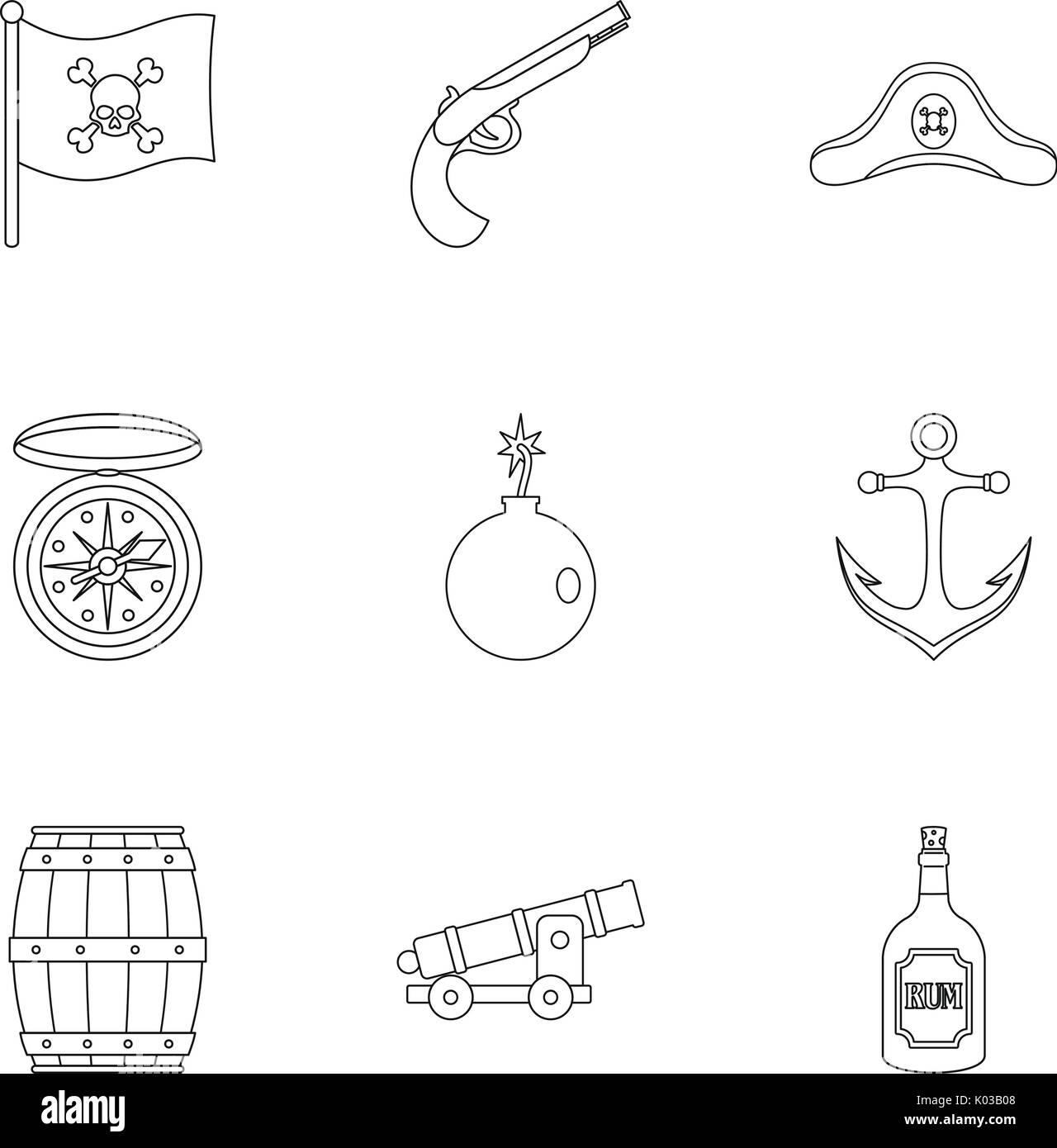 Pirates attributes icon set, outline style Stock Vector Image & Art - Alamy