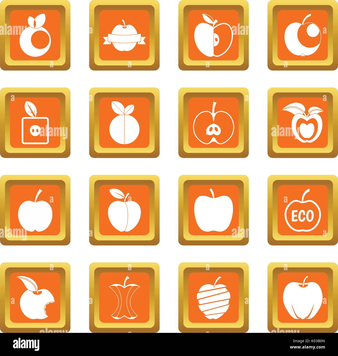 Apple icons set orange Stock Vector Image & Art - Alamy
