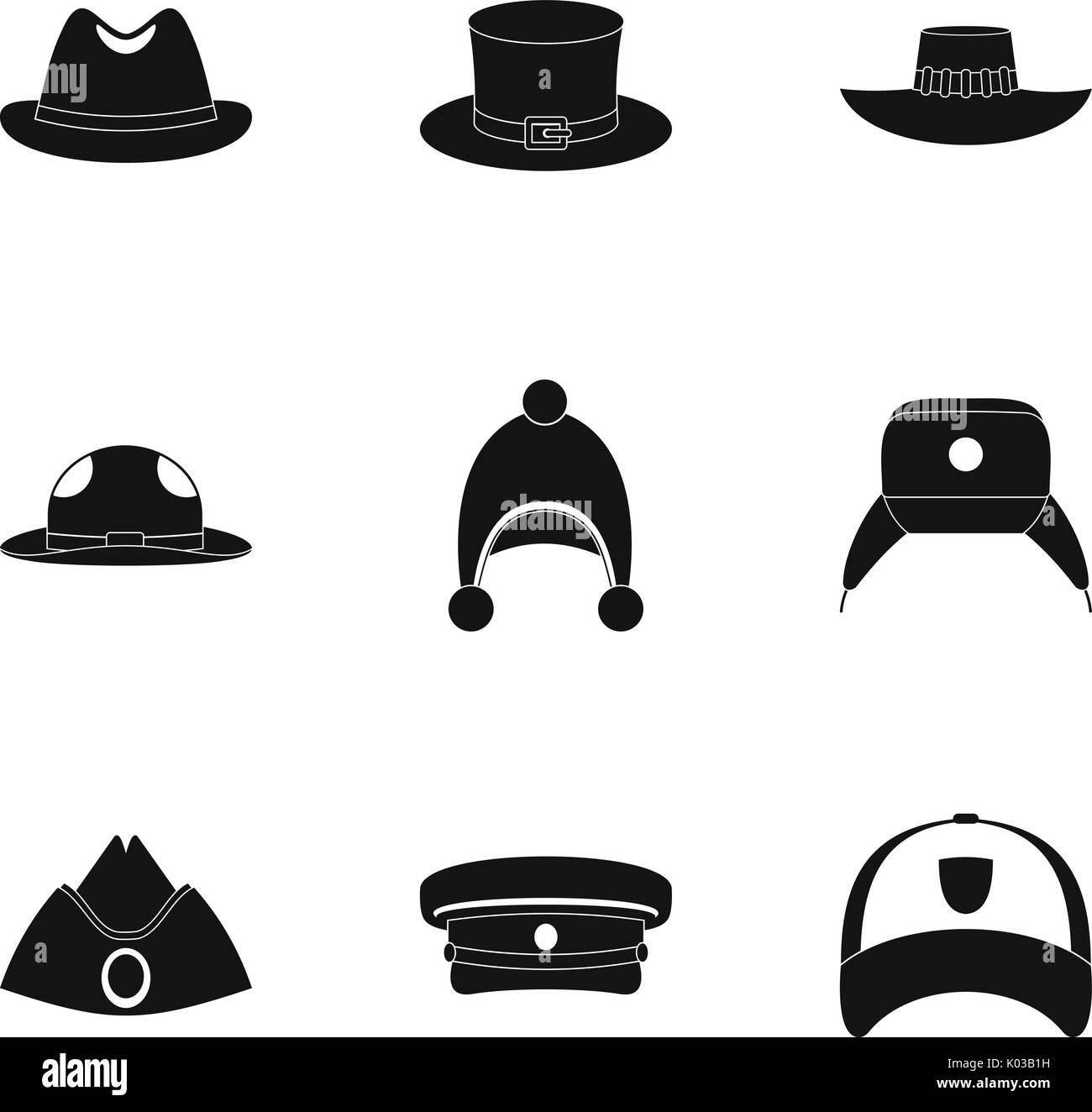 Hat accessory icon set, simple style Stock Vector Image & Art - Alamy