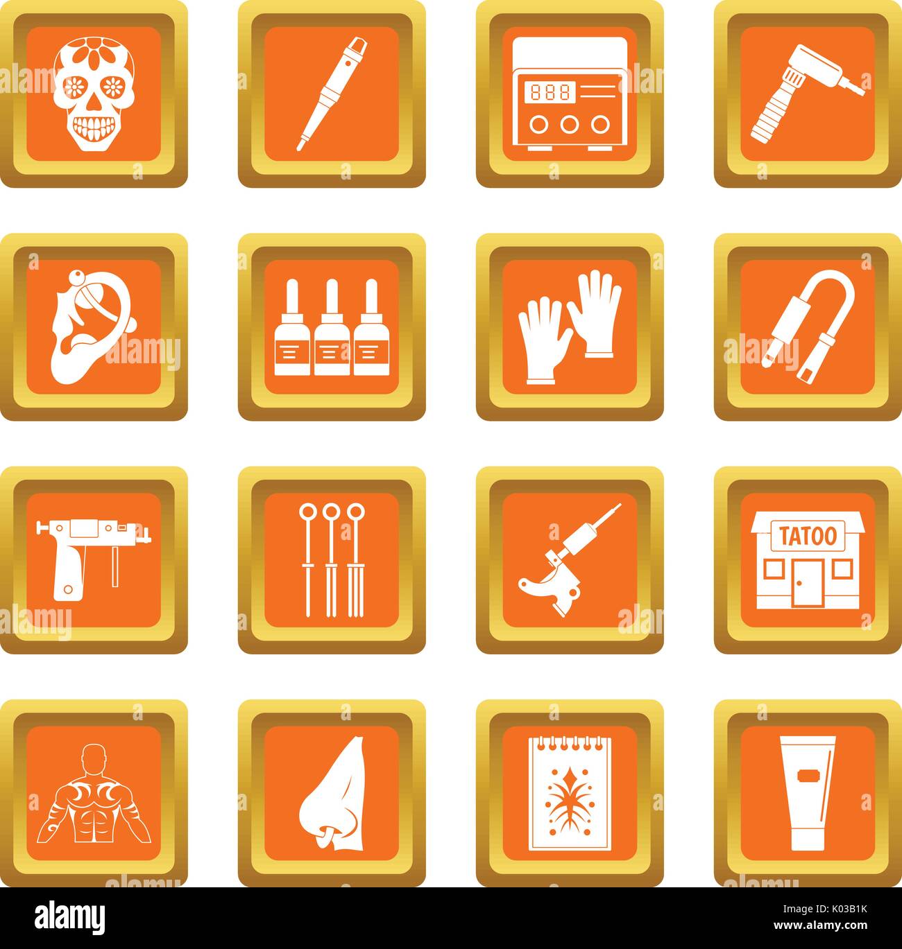 Tattoo parlor icons set orange Stock Vector Image & Art - Alamy