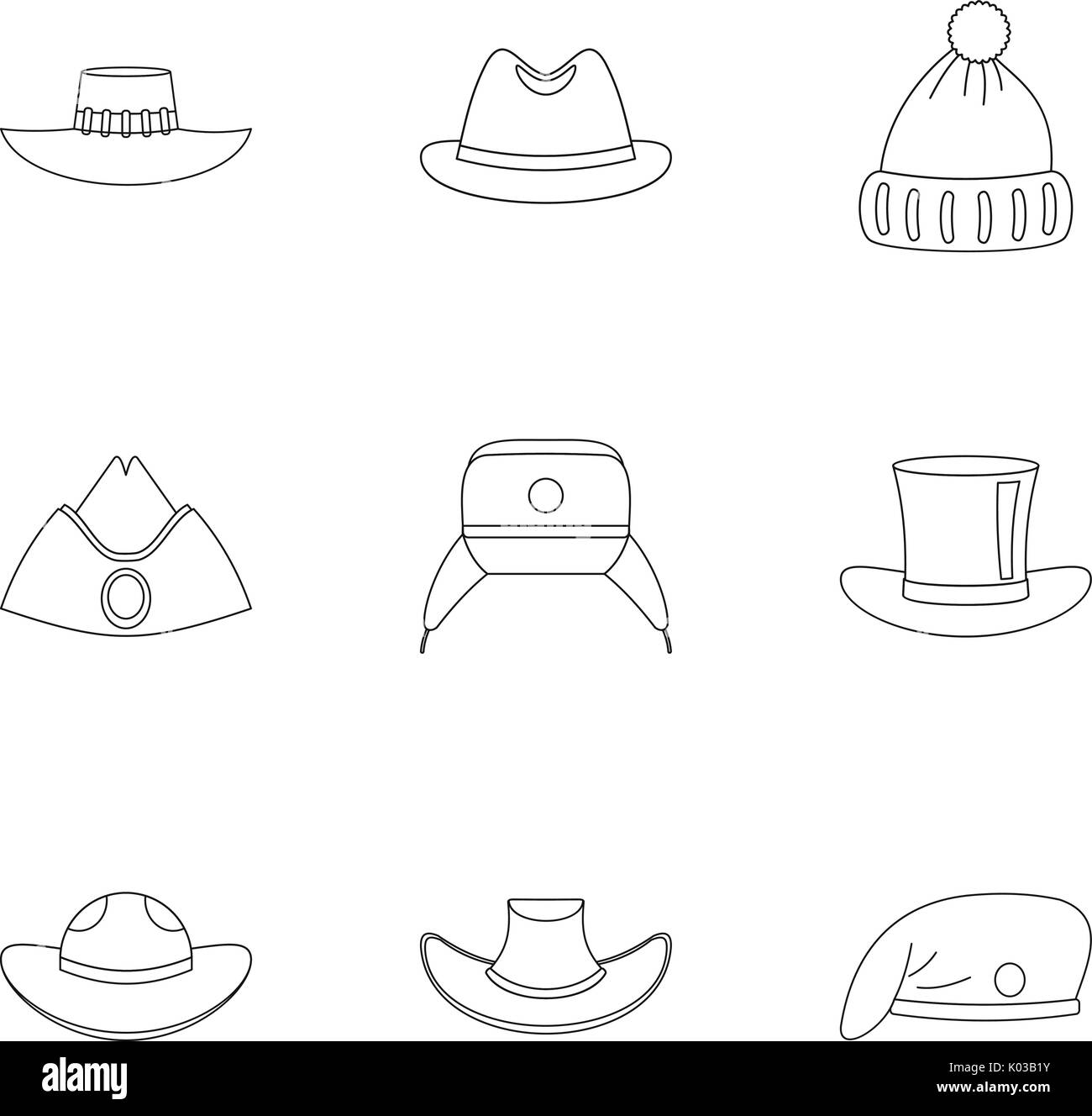 Hat collection icon set, outline style Stock Vector Image & Art - Alamy