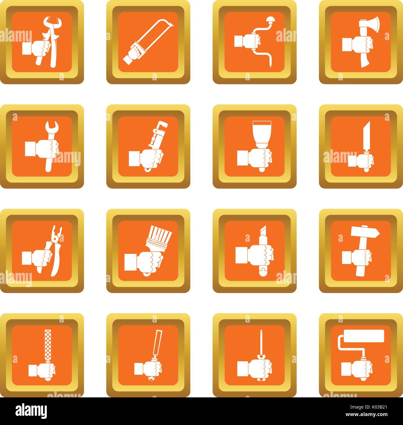 Hand tool icons set orange Stock Vector Image & Art - Alamy
