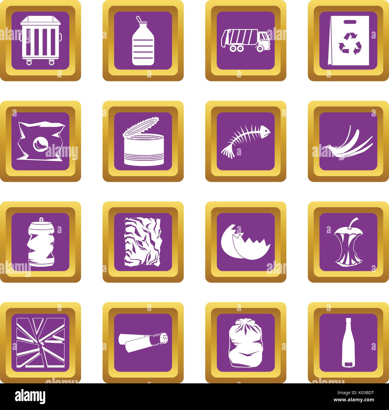 Waste and garbage icons set purple Stock Vector Image & Art - Alamy